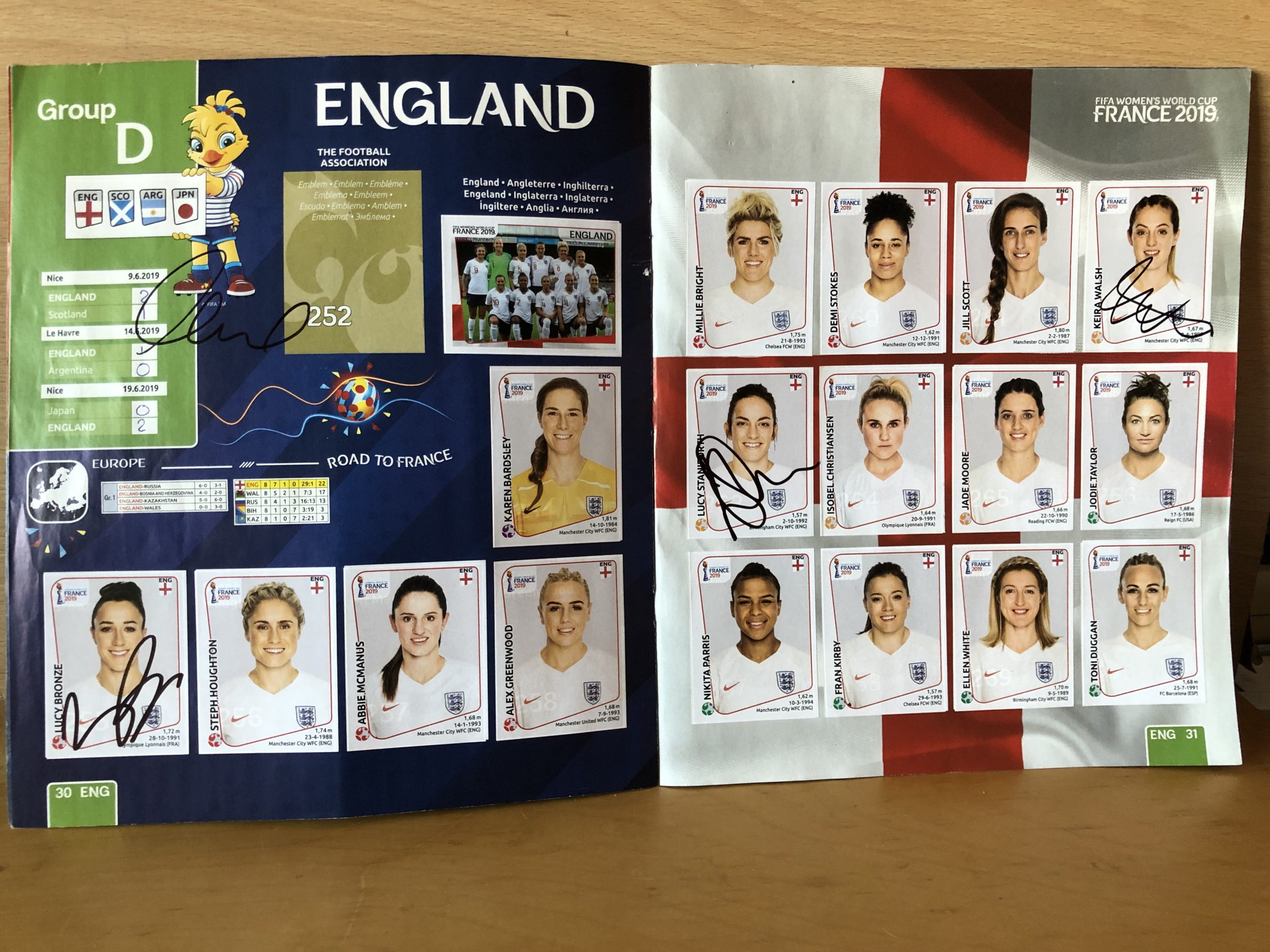 England Women Football Team Multi Signed Sticker Book - Dolbyhome